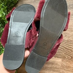 a new day | Shoes | A New Day Burgundy Fuzzy Slides | Poshmark